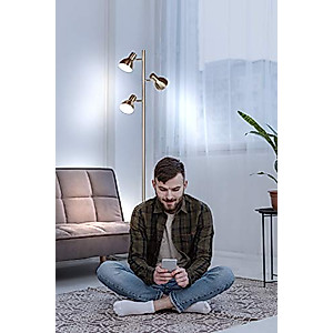 Brightech Ethan Floor Lamp, Dimmable Standing Lamp for Bedroom Reading, Great Living Room Décor, Modern LED Lamp for Living Rooms, Tall Tree Lamp for Offices - Nickel
