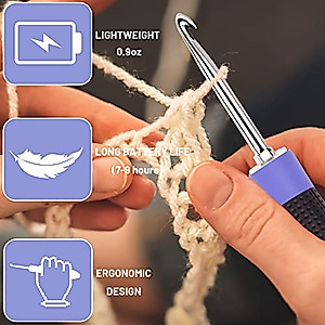 Zcvtbye Counting Crochet Hook Set,Ergonomic Crochet Hooks with LED Light and Digital Stitch Counter, Beginner Knitting Kit with 12 Interchangeable Crochet Hooks for Crocheting and Knitting
