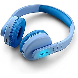 Philips K4206 Kids Wireless On-Ear Headphones, Bluetooth + Cable Connection, 85dB Limit for Safer Hearing, Built-in Mic, 28 Hours Play time, Parental Controls via Philips Headphones