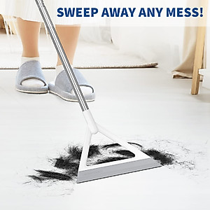 Nodirz Multifunction Magic Broom, 53 INCHES, Modern White Silicone Squeegee Broom for Floor, Glass, Tile, Kitchen, Bathroom, Living Room, Garage