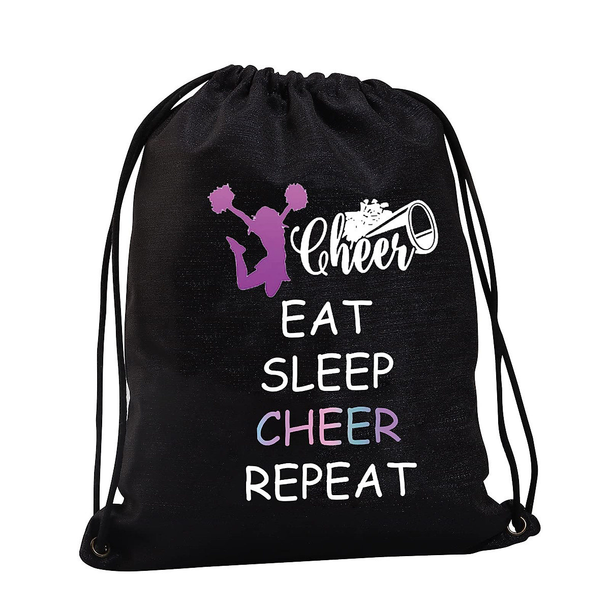 JYTAPP Cheer Drawstring Bag for Cheerleading Gifts Eat Sleep Cheer Gym Bag Cheer Team Gifts Cheerleading Practice Bag for Cheerleaders (black)