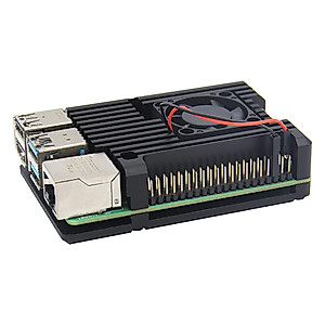 eleUniverse Armor Case with Fan for Raspberry Pi 4, Aluminum Alloy Metal Case with Cooling Fan Compatible with Raspberry Pi 4 Model B 2GB/4GB/8GB Computer