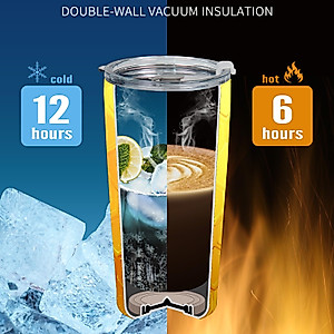 QWEUIOP 20oz Insulated Travel Coffee Mug Cartoon Honey Pattern Stainless Steel Tumbler with Lid Double Wall Vacuum Coffee Cup For Hot and Cold Drinks14157