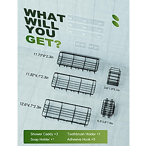 GVY Shower Caddy 5 Pack, Adhesive Shower Organizer Bathroom Shelves,Rustproof Bathroom Organizers and Storage for Home Decor, No Drilling Shower Shelves for Apartment Essentials