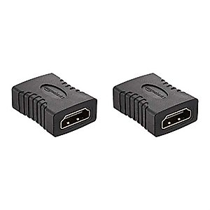 Amazon Basics HDMI Female to Female Coupler Adapter (2 Pack), 29 x 22mm, Black