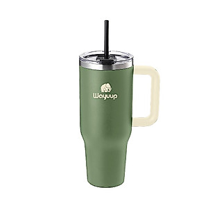 Wayuup 40 oz Tumbler with Handle and Straw Lid, Stainless Steel Vacuum Insulated Double Wall Water Bottle Leak-proof, Non Slip more than 24 Hrs or Hot for 6 Hrs (Crocodile), WPM40