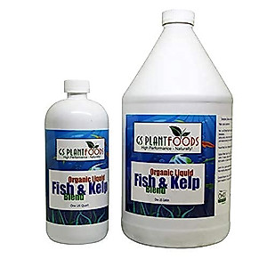 Omri Listed Fish & Kelp Fertilizer by GS Plant Foods (1 Gallon) - Organic Fertilizer for Vegetables, Trees, Lawns, Shrubs, Flowers, Seeds & Plants - Hydrolyzed Fish and Seaweed Blend