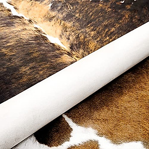 HOMORE Cowhide Rug, Cute Cow Print Rug for Living Room Faux Cow Hide Animal Print Carpet for Bedroom Office Table, 4.6 x 5.2 Feet, Gray-Brown