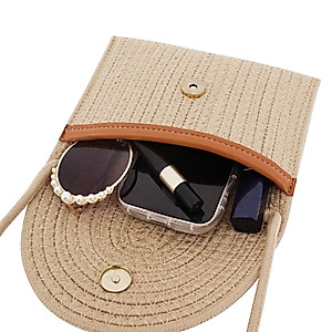 jascaela Women's Straw Woven Crossbody Bag Summer Beach Clutch Purse - Khaki
