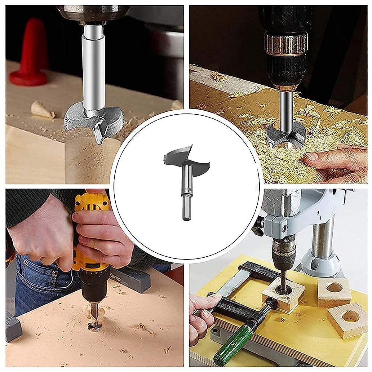 Auniwaig Forstner Drill Bits, 22mm Dia Wood Hole Saw, Auger Opener Cemented Carbide, 80mm Length Woodworking Hinge Hole Drilling Boring Bit Cutter, Round Shank, Gray, 1 Pcs