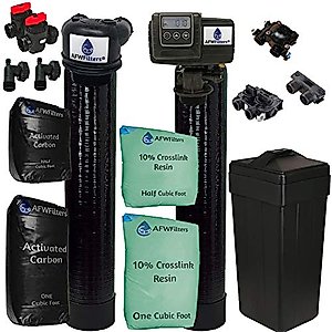 AFW Filters Built Fleck 5600SXT 48,000 Grain Water Softener with Upflow Carbon Filter (10% Resin with Carbon)