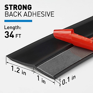 HOMWMPA Garage Door Seal Top and Sides Seal Strip, 34FT Rubber Weather Stripping Replacement, Weatherproofing Garage Door Seals with Adhesive Backed, Black