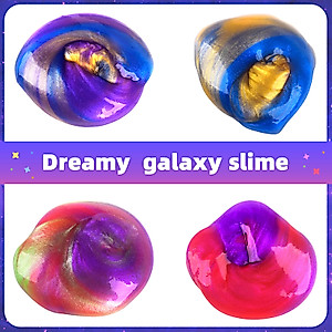 48 Pack Galaxy Mini Butter Slime Kit, 45 Pack Scented Slime Party Favor Gifts, DIY Putty Toys for Kids, Soft & Non-Sticky, Stress Relief Toy for Girls and Boys Age 10-12