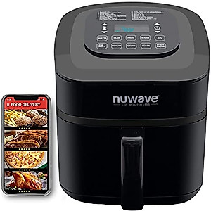 Nuwave Brio 7-in-1 Air Fryer Oven, 7.25-Qt with One-Touch Digital Controls, 50°- 400°F Temperature Controls in 5° Increments, Linear Thermal (Linear T) for Perfect Results, Black