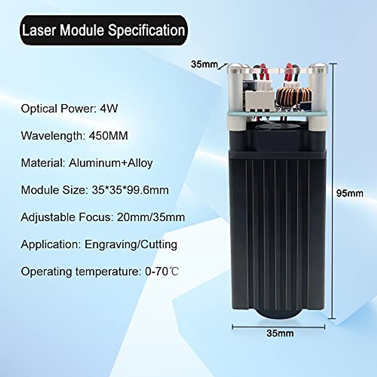 LASER TREE Laser Engraver Module, 20W Laser Engraving Cutting Module CNC, 4W Optical Output Power, Adjustable Focal, 450nm Laser Head for Laser Engraver Cutter Machine DIY Engrave Wood Paper Leather