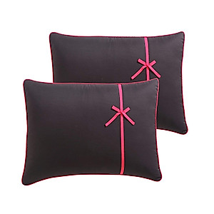 VCNY Home Sophie Polka Dot 10 Piece Bed-in-a-Bag Comforter Set, Full, Black/Pink