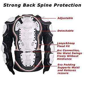 Motorcycle Protective Jacket Full Body Armor, Chest Spine Protection Dirt Bike Gear for Men Motocross MTB Racing