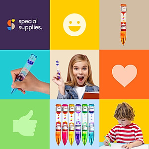 Special Supplies Liquid Motion Bubbler Pens, 6-Pack Colorful Hourglass Timer with Droplet Movement, Bedroom, Sensory Play, Cool Home or School (Pack of 6 Pens)