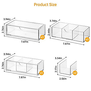 PAVSTINE Medicine Cabinet Organizer 3 Pack, Plastic Stackable Storage with 2 Drawers, Bathroom Mirror Cabinet Organizer with Removable Dividers for Wall Cabinet, Vanity, Countertop, Clear