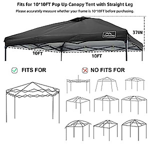 KAMPKEEPER 10x10 Pop Up Canopy Tent Top Replacement Cover Roof with Air Vent, Polyester UV 30 Waterproof for Outdoor Garden Patio Pavilion Sun Shade(Top Only)-Black