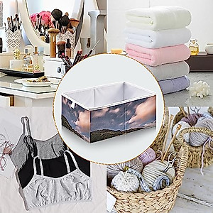 Nature Star Night Galaxy Cube Storage Bins 11x11x11 inch Collapsible Fabric Storage Baskets , Large Toy Clothes Organizer Box for Bedroom, Living Room, Study Room