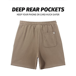 Pioneer Camp Sweat Shorts for Men 5 Inch Inseam Shorts Athletic Gym Workout Casual Cotton Shorts for Running Pajama Lounge Summer Shorts(Khaki,XL)