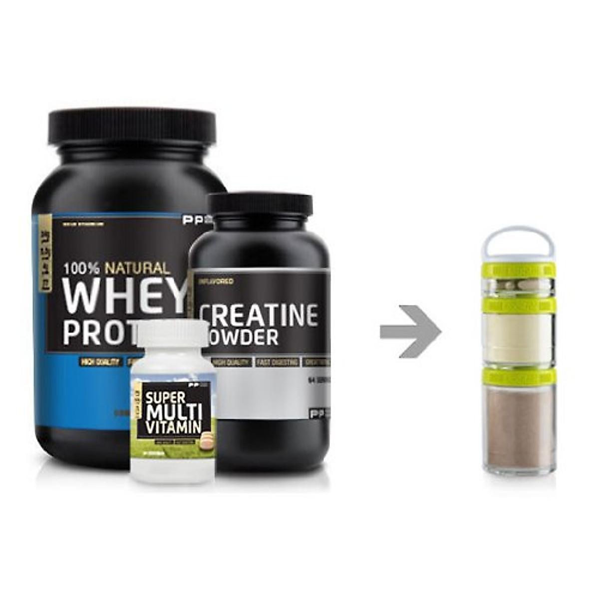 BlenderBottle GoStak Twist n' Lock Storage Jars, 4-Piece Starter Pak, Pink