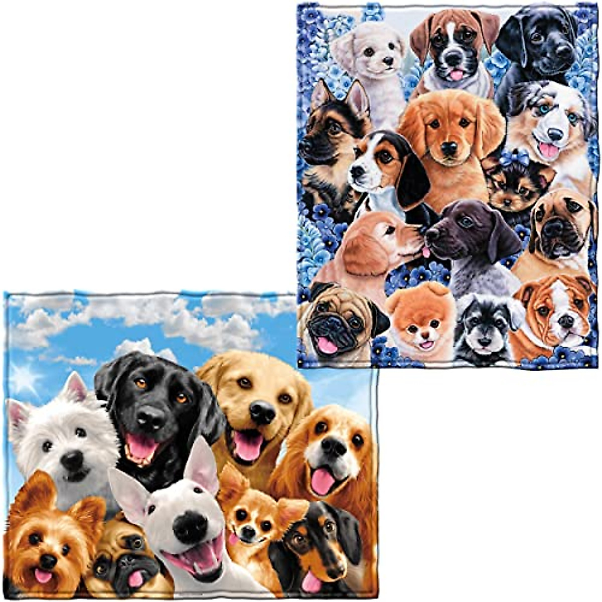 Dogs Selfie Super Soft Plush Fleece Throw Blanket & Puppy Collage Super Soft 50" x 60" Plush Fleece Throw Blanket by Jenny Newland