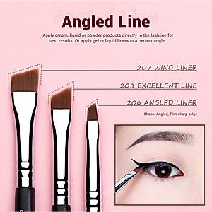 Jessup Eyeliner Brush Set, Professional Eye Liner Makeup Brushes 11pcs, Angled Flat Definer Ultra Fine Bent Pencil Point Eyeliner Brushes for Precision Liner, T324