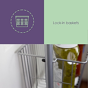 5 Tier Over The Door Pantry Organizer (Silver), By Home Basics | Metal Pantry Door Rack | Hanging Pantry Organizer For Condiments, Spices, Snacks, and Canned Goods