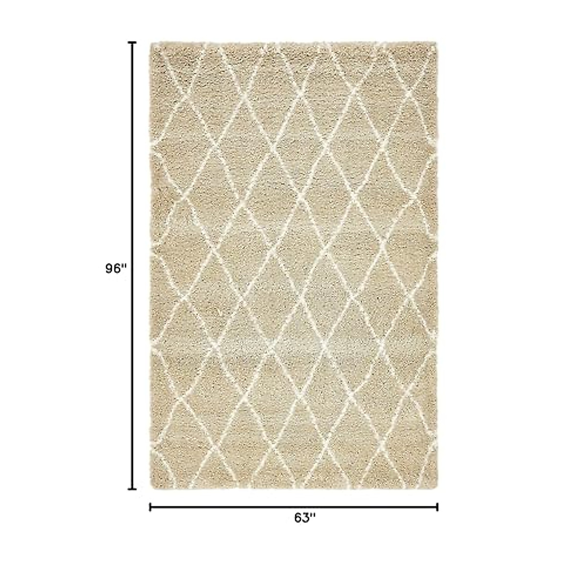 Unique Loom Rabat Shag Collection Modern Tribal Moroccan Inspired Plush & Soft Geometric Design Area Rug (5' 0 x 8' 0 Rectangular, Taupe/ Ivory)