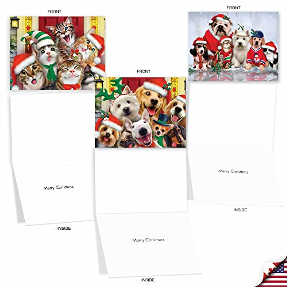 The Best Card Company - Variety Pack of 20 Christmas Greeting Cards with Envelopes, Humor Holiday Assortment for Men and Women (10 Designs, 2 Each) Merry Christmas to Zoo AM6652XSG-B2x10
