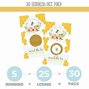 Bumblebee Scratch Off Game Cards (30 Pack) - Fun Bridal Shower Games, Modern Wedding Activities, Lottery Tickets for Door Prizes, Raffle Drawings, Instant Win Scratchers, Baby Shower Party Favors
