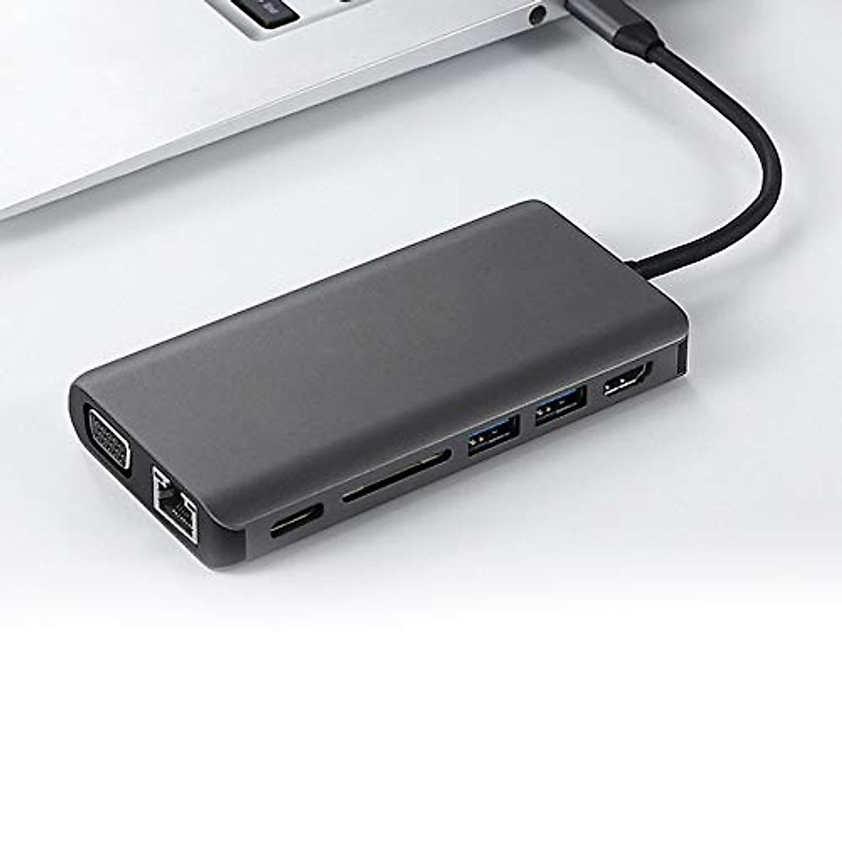 XUNMAIFHB Portable Docking Station,Type-c Expansion Dock to hdmi+VGA+ Network Port 8-Port hub PD + HDMI + VGA + Audio + USB3.0 + SD + RJ45 Fast Transmission