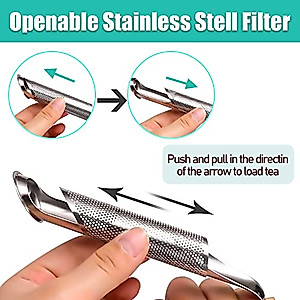 3 Pcs Tea Infuser and 1 Brush, Stainless Steel Tea Infuser Stick Pipe Tea Infuser for Loose Tea Leaf, Tea Infusers Pen with Hook