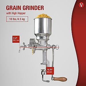 Victoria Manual High-Hopper Grain Grinder, Made in Colombia, Silver