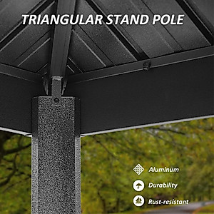 Anraja Grill Gazebo 8x6ft Outdoor BBQ Gazebo Hardtop Canopy Double Roof Aluminum with Shelves Serving Tables for Patio Lawn Deck Backyard and Garden (Grey)