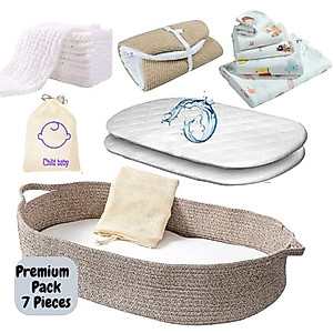 Changing Basket - Extra Large in Size - Cotton Rope Changing Table Topper Storage Basket, Thick Foam Pad with Removable Cotton Cover - Storage Bag - Portable Changing Pad