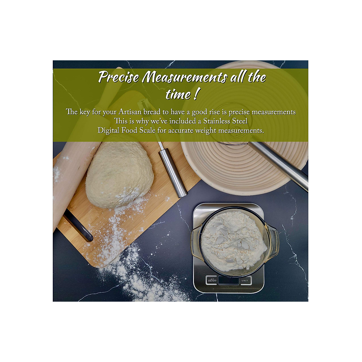 Duzzani Banneton Bread Proofing Basket, Sourdough Starter Kit, Bread Making Kit, sourdough bread, Sourdough Kit, Including a Digital Scale