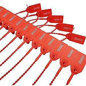 STYLIGHT - 1000 Shipping Seals, Plastic Truck Seals, Trailer Seals, Container Seals, Tamper Evident Seals, Security Seals, Numbered Sequentially (Red, 1000)