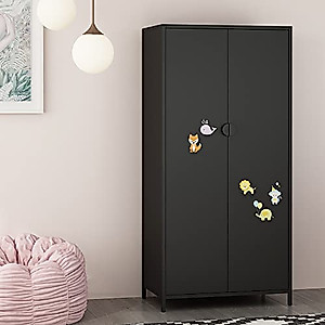 MIOCASA Steel Storage Cabinet Metal Locker 2 Door Wardrobe Armoire Closet with Hanging Rod for Bedroom, Changing Room, Laundry Room, Office