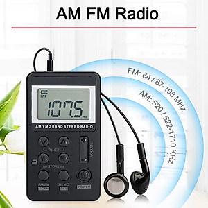 TBESTOACC AM FM Portable Pocket Radio, Personal Walkman, Mini Digital Tuning Radio with Rechargeable Battery, Earphone, Lock Screen for Walk/Jogging/Gym/Camping