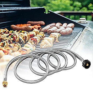 Shirbly Stainless Steel Propane Adapter Hose, 1Lb to 20Lb Propane Conversion for QCC1/Type1 LP Tank, Propane Adapter Hose for Buddy Heaters, Weber Q Grill, Coleman Grill, Camp Stove (10 Feet)