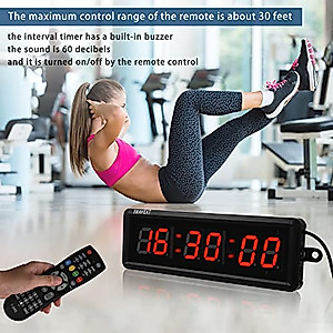 SMAHEAT Fitness Timer with Stopwatch Button, Suitable for School/exam/Home Exercise/Gym/Gym SMAHEAT Electronic Fitness Timer (1.5 inch six-Digit All-red)