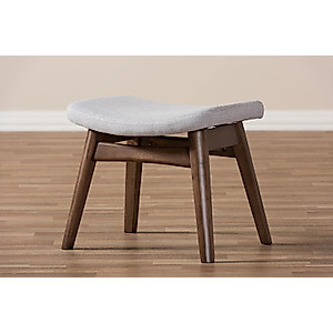 Baxton Studio Vera Mid-Century Modern Light Grey Fabric Upholstered Ottoman