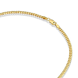PAVOI Italian Solid 925 Sterling Silver, 22K Gold Plated, 3mm Italian Diamond-Cut Curb Link Chain Necklace for Men and Women, MADE IN ITALY (18, Yellow Gold)