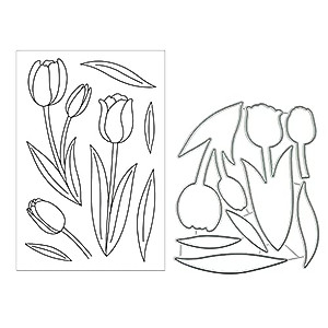 Tulip Silicone Clear Stamp and Die Sets for Card Making, DIY Embossing Photo Album Decorative Craft
