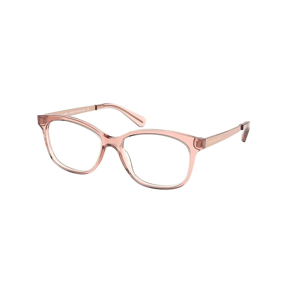 Michael Kors Eyewear Women's MK4035 Ambrosine Rectangular Prescription Eyewear Frames, Transparent Mulberry/Demo Lens, 53 mm