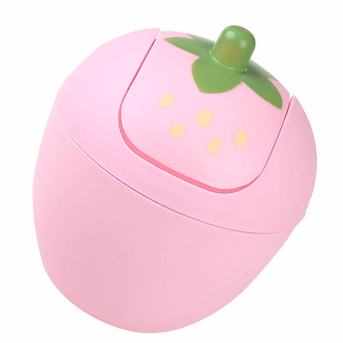 Cute trash bin Strawberry Desk Trash Can Small Plastic Storage Baskets Counter Top Garbage Can Kawaii Trash Bin Pen Holder Desk Organizer with Swing Lid for Home Car rubbish bin Pink small trash bin