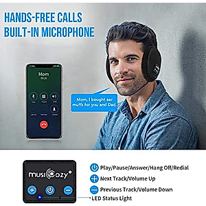 MUSICOZY Ear Warmers Earmuffs Sleep Headphones Bluetooth Headband Eye Mask Sleeping Earbuds for Winter Side Sleepers Workout Running Insomnia Travel Yoga Office Cool Gadgets Tech Unique Gifts, 2 Pack